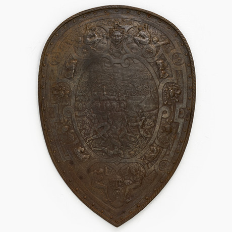 A decorative shield, cast iron, Renaissance style, early 20th century ...