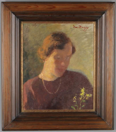 EVA BAGGE. Kvinnoporträtt, olja på pannå, signerad. Konst - Måleri ...