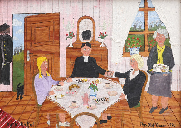 PER-OLOF OLSSON. “CHURCH COFFEE”. Art - Paintings - Auctionet