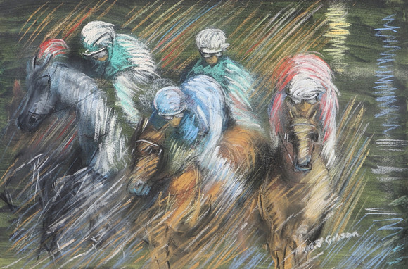MAVIS GIBSON (NEW ZEALAND, 20TH CENTURY). HORSE RACING. Art - Paintings ...