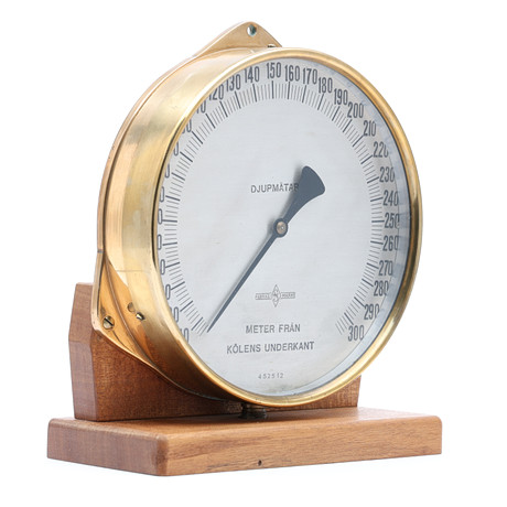 DEPTH GAUGE, for submarine, Draken II (in use 1960-1982), manufactured ...
