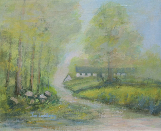 JAN LINDBERG, oil on canvas, forest road. Art - Paintings - Auctionet