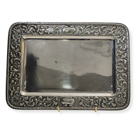 LETTER TRAY WITH PERIMETER BORDER WITH PUNCH. Silver & Metals - Silver ...