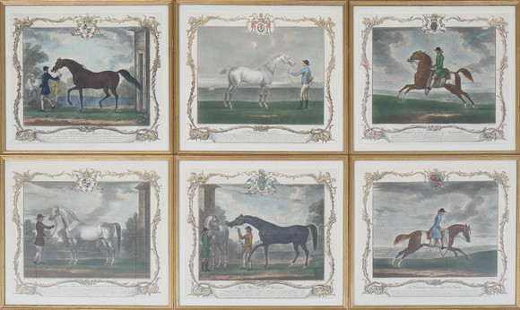 AFTER RICHARD HOUSTON. Mezzot etchings, coloured, 6 pieces, horse ...