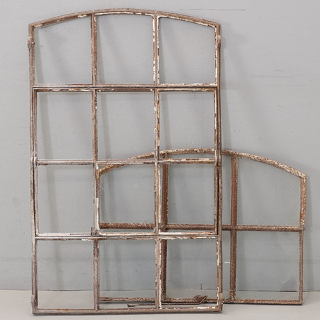 2 cast-iron window frames with splines, first half of the 20th century ...