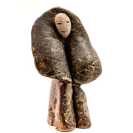 LISA LARSON. Sculpture/Figurine, Unique, “Girl in Leaves” Signed: Lisa ...