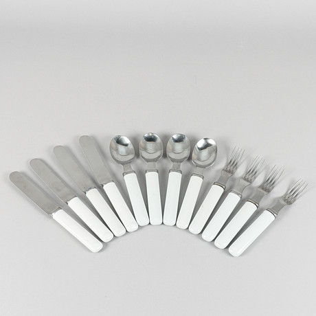 SIGNE PERSSON-MELIN. Cutlery, 12 pieces, stoneware & stainless steel ...