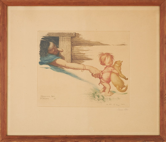 LOUIS MOE. (1857-1945 Norway) “Hjemme hos trolderne III”, colour ...