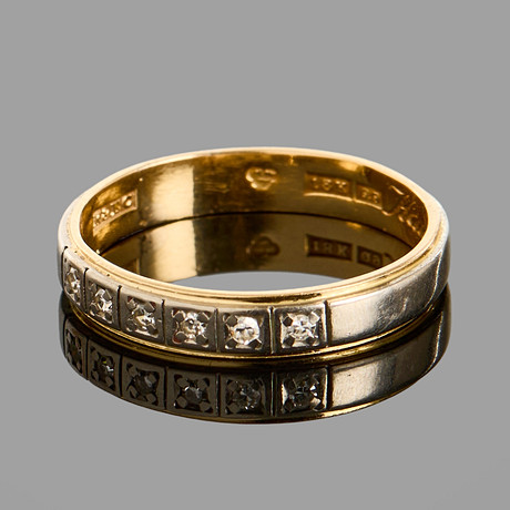ALLIANCE RING, 18k kultaa ja valkokultaa, koristeltu 6 timantilla ...