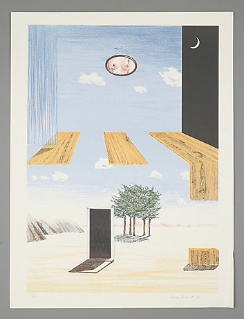 SUNE RUDNERT. Litografía en color, composición surrealista, firmada ...