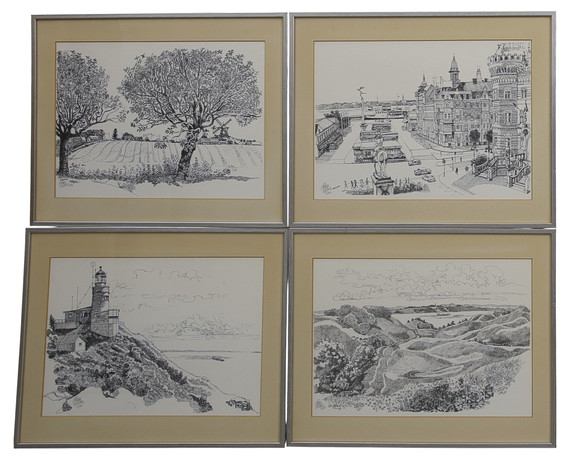 CLAES FOLCKER. Lithographs, 4 pieces of Skånevi, signed and numbered ...