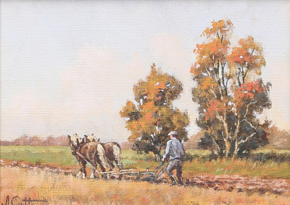 ANDERS GUSTAFSSON. Plowing, oil on canvas, signed. Art - Paintings - Auctionet