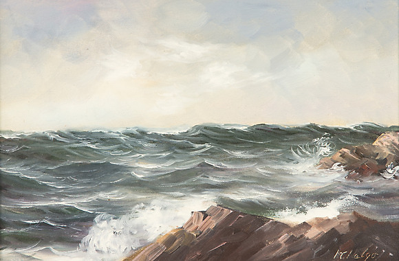 KARL HELGO. Coastal scene, oil on canvas, signed K Helgo. Art ...