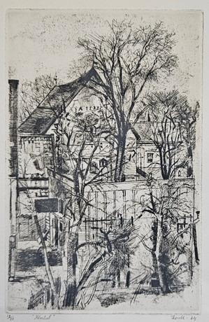 PÄR THORELL. “The Monastery”. Etching, signed Thorell, numbered 12/25 ...