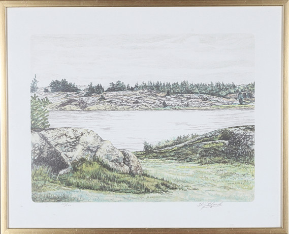 STIG BLANCK. Färglitografi, "Västkust", signerad och numrerad 125/500 ...