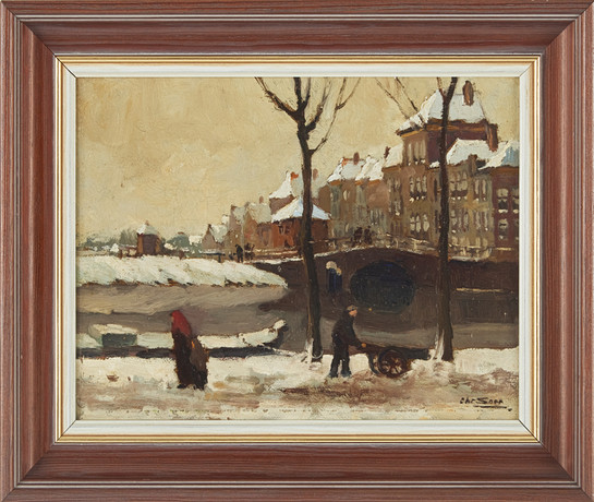 CHRIS SOER (1882-1962): City motif, oil on canvas, signed. Art ...