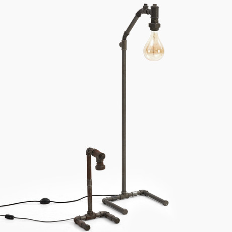 FLOOR LAMP & TABLE LAMP, industrial model, 21st century, built of metal ...