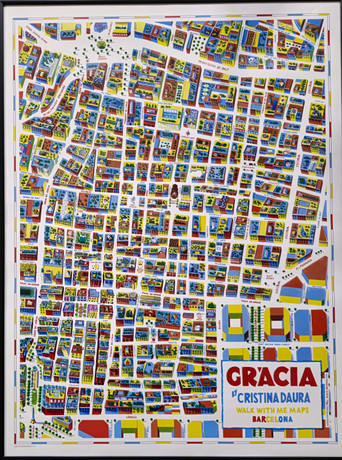 POSTER “GRÀCIA BY CRISTINA DAURA"AERIAL MAP OF THE NEIGHBORHOOD OF ...