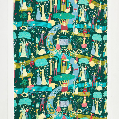 STIG LINDBERG. fabric length, “Lustgården”, Ljungbergs Textiltryk ...