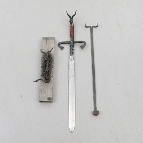 BREAKING SWORD, wall mount and ornaments. cast iron/leather/wood ...