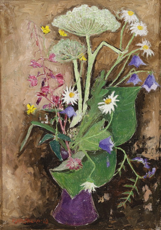 HARRY HOLMBERG. Kukkainen asetelma. Öljy kankaalle, signeerattu ja ...