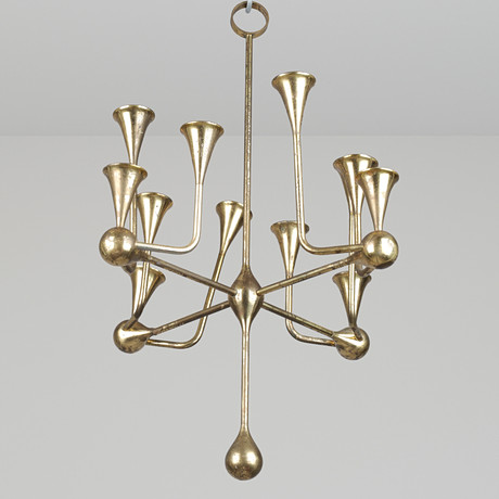 FREDDIE ANDERSEN. Ceiling candlestick of patinated brass with 12 candle ...