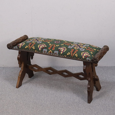 BENCH, cut decor with textile seat, first half of the 20th century ...
