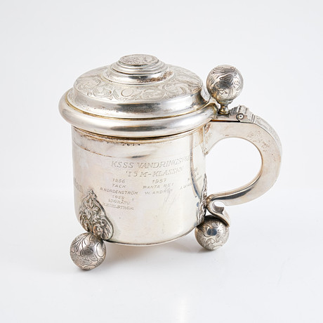 TRINKKRUG. Silber, CG Hallberg, Stockholm, 1986, Gravuren ...