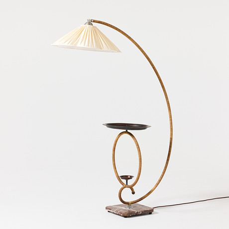 GOLVLAMPA, Scandinavian Modern, 1940-tal, koppar, marmor och med ...