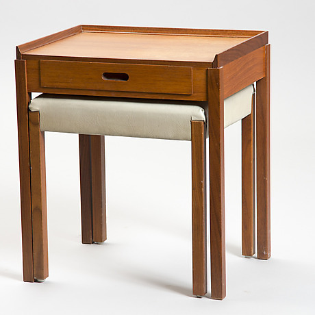 NIGHT TABLE WITH Stool, teak, mid-20th century. Furniture - Cupboards ...
