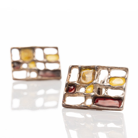 CUFFLINKS, Sterling silver, Enamel decor, Karl Jorgen Otteren, David ...