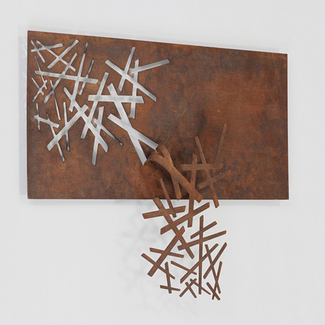 WALL RELIEF of corten steel with laser-cut pattern, unknown designer ...