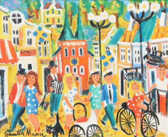 GUNILLA MANN. oil on canvas, “A spring day in Växjö”, signed. Art ...