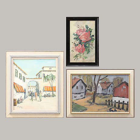 A Collection OF PAINTINGS, 3 pcs, various motifs, oil on canvas and ...