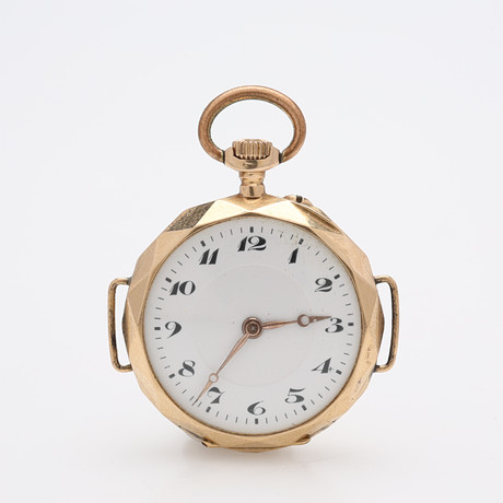 POCKET WATCH CONVERTED INTO A WRISTWATCH, 14 K GOLD, anchor handle with ...