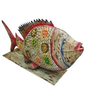 POLYCHROME WROUGHT IRON FISH. Art - Sculptures & Bronzes - Auctionet