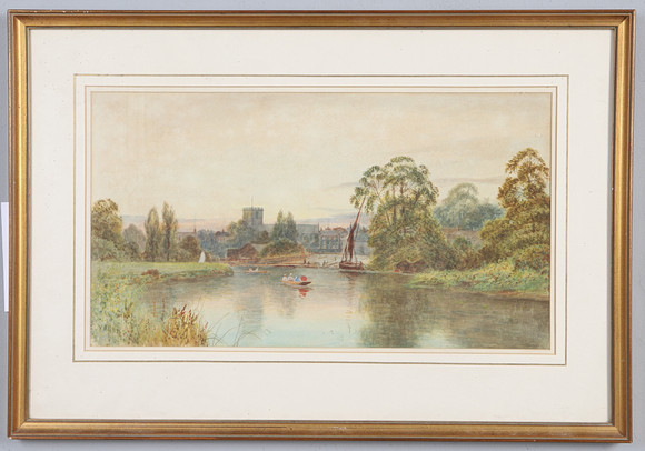 V. ALLAN (19TH/20TH CENTURY ENGLISH SCHOOL). SHEPPERTON KYRKA, NÄRA ...