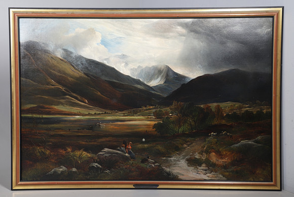 FREDERICK RICHARD LEE RA (1798-1879). OMFATTANDE HÖGLANDSLANDSKAP MED ...