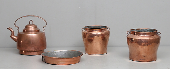 COPPER ITEMS, 4 parts, 1800-1900s. Silver & Metals - Pewter, Brass ...
