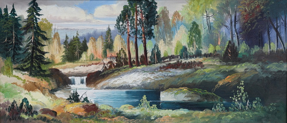 ARVID ANDERSSON. TILLSKRIVEN. Olja på duk, skogslandskap, signerad. Konst - Måleri - Auctionet