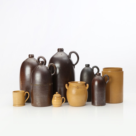 HIGH-END, NINE PARTS. Glazed stone and legods. Older jug dimensions ...