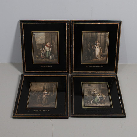 AFTER FRANCIS WHEATLEY. FOUR FRAMED ENGRAVINGS, MARKET SCENES. Art ...