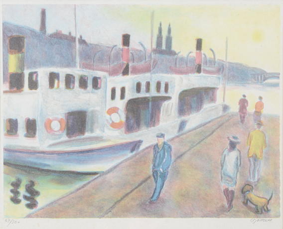 CHARLES SJÖHOLM. Stockholm motif, lithograph in colours, signed ...