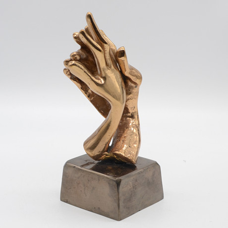 YVES LOHÉ (1947). BRAIDED HANDS, GILDED BRONZE SCULPTURE, FRANCE ...
