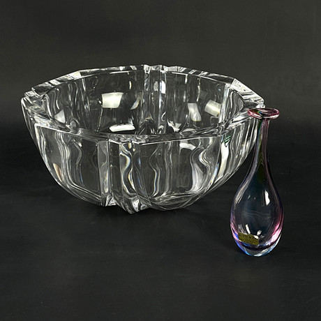 BOWL & MINIATURE VASE. Kristall, including Kjell Engman, “Fidji”, Kosta Boda, and Orrefors ...