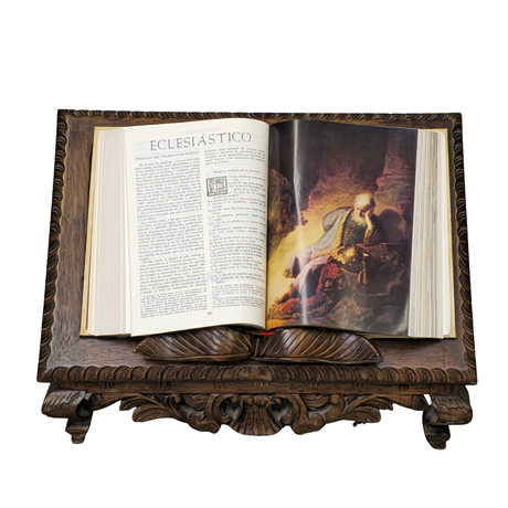 CARVED WOODEN LECTERN AND ILLUSTRATED BIBLE (PLANET, 1967). Art - Other ...