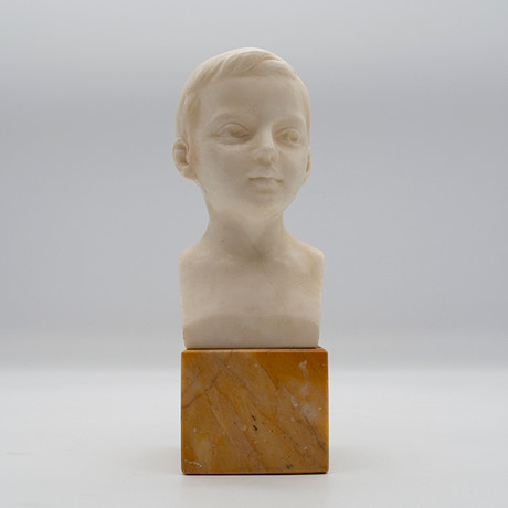 DANIEL GREINER. (1872-1943) BUST OF A PLASTIC BOY MADE OF ALABASTER ...