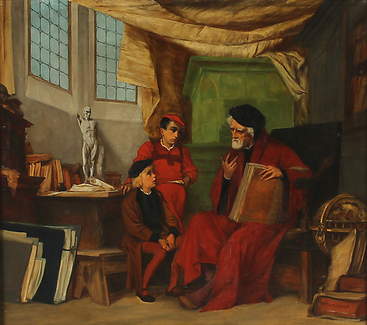 GOTTHARD WERNER. Boys at schoolmasters. Oil on canvas, signed. Art ...