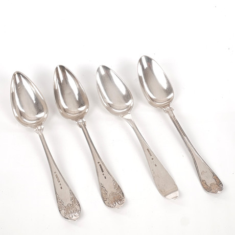 SKEDAR, 4 st, silver, Eksjö och Kalmar, 1800-talets mitt. Silver ...
