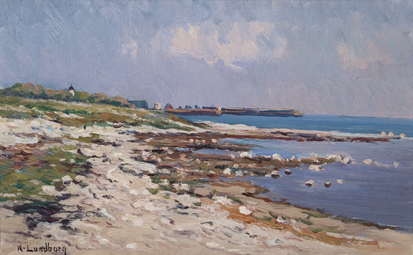 KARL LUNDBORG. oil on canvas, view from Böste towards Smygehamn. Art ...